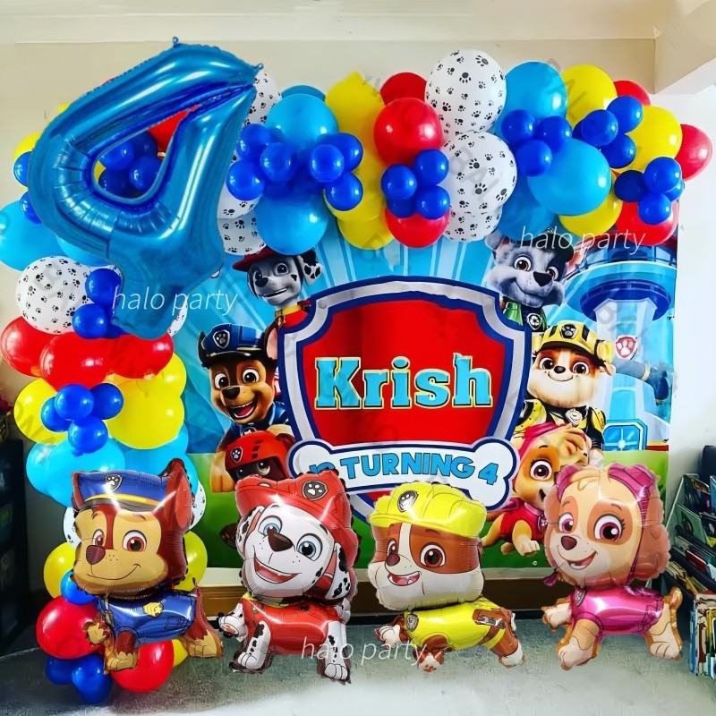 Paw Patrol Theme Balloon Chain Mini Dog Chase Skye Marshall Rubble Foil Balloon Party ...