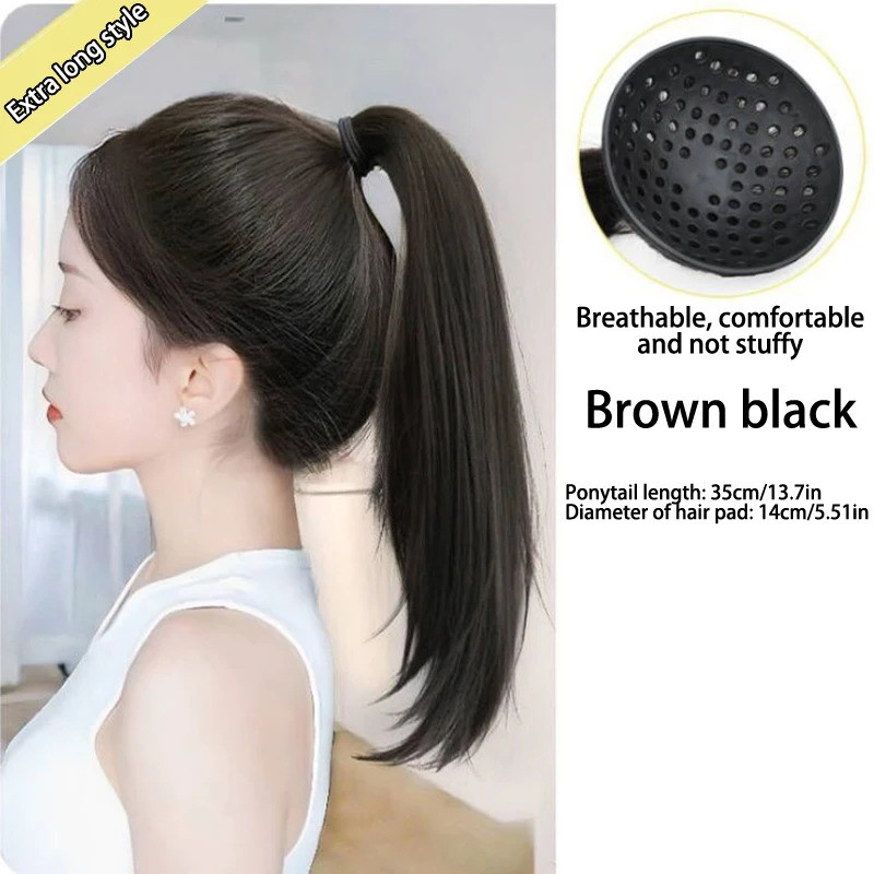 35cm Pomelo Skin Wig Meatball Head High Ponytail High Cranial Crest ...