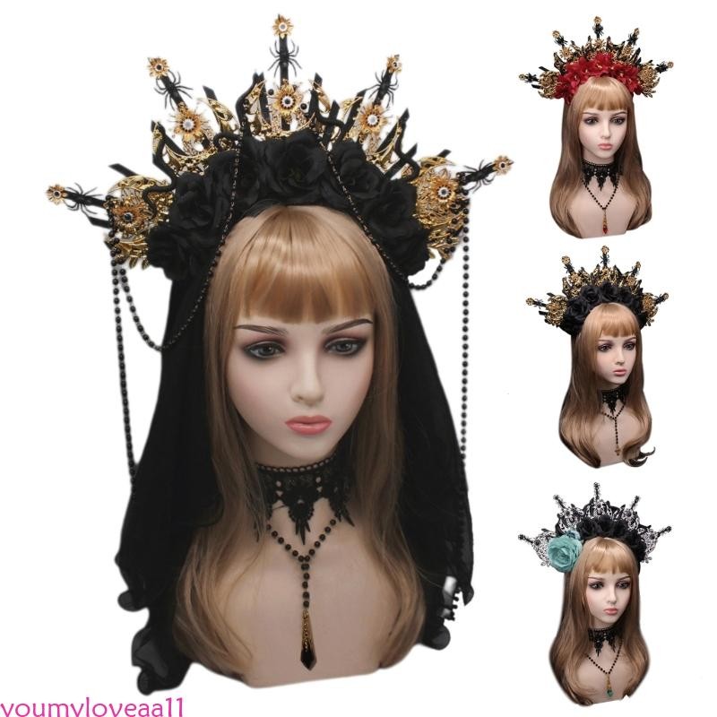 youmyloveaa DIY Flower Tiaras Crowns Pageant Prom Dark Headband ...