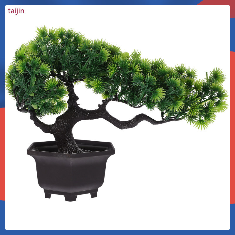 Simulation Welcome Pine Artificial Bonsai Tree Realistic Office Fake House Welcoming Pot Plant ...