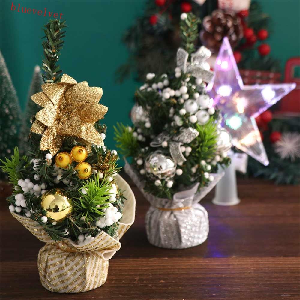 BLUEVELVET Mini Christmas Tree with Base, Decorative PVC Tabletop ...