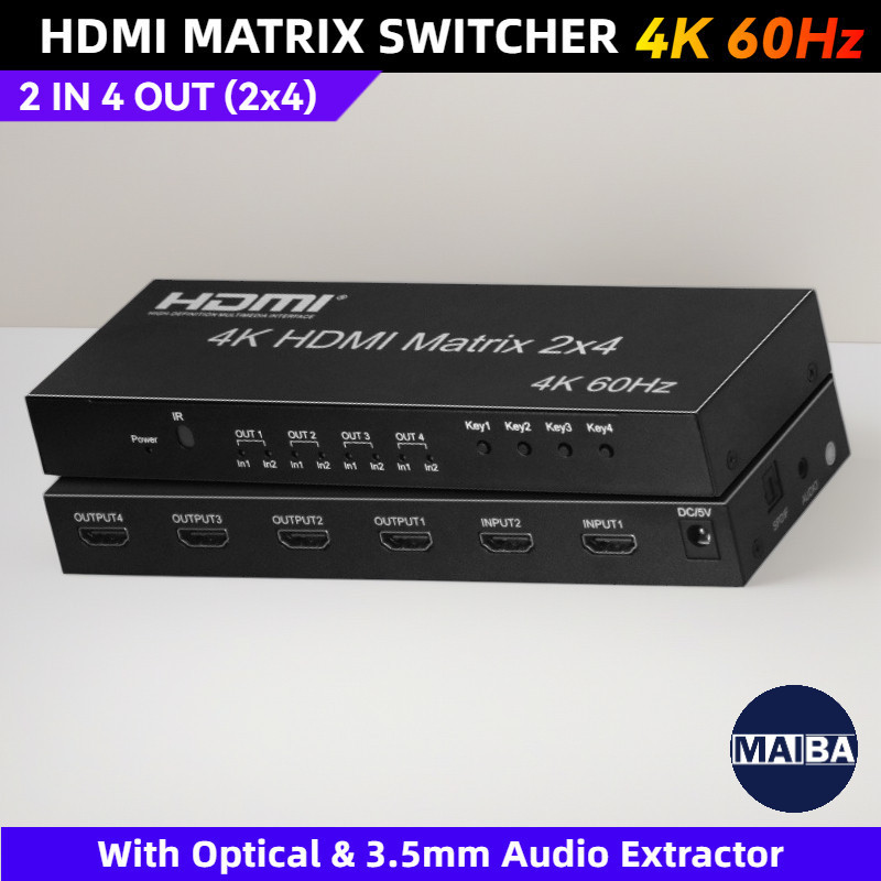 4K 60Hz HDMI Matrix 4x4 4x2 2x4 6x2 With Audio Extractor EDID RS232 ...