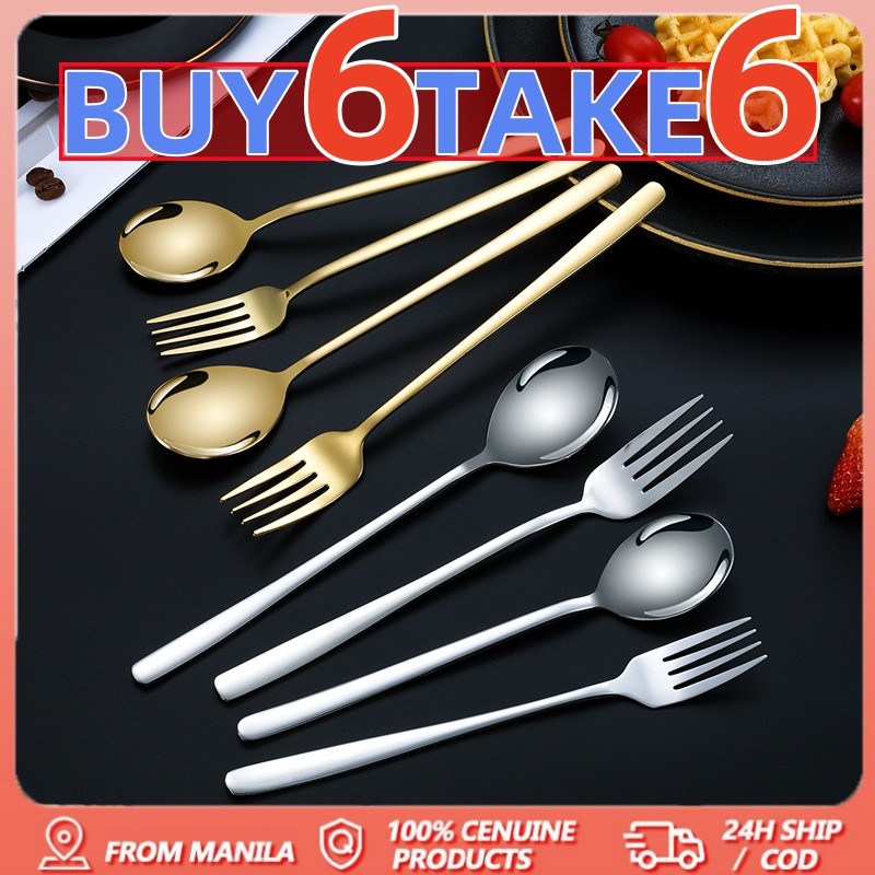 2/3/6/12pcs Stainless Steel Dinnerware Korean Spoon and Fork Set ...
