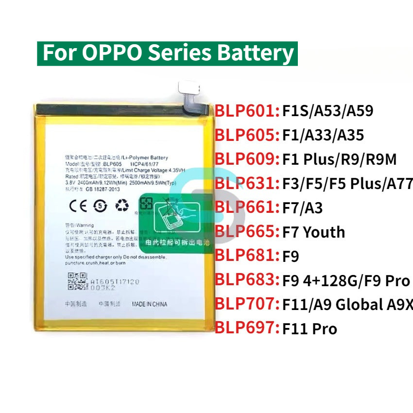 OPPO Battery For OPPO F1 F1S F1 Plus F3 F5 F7 F7 Youth F9 F9 Pro F11 ...