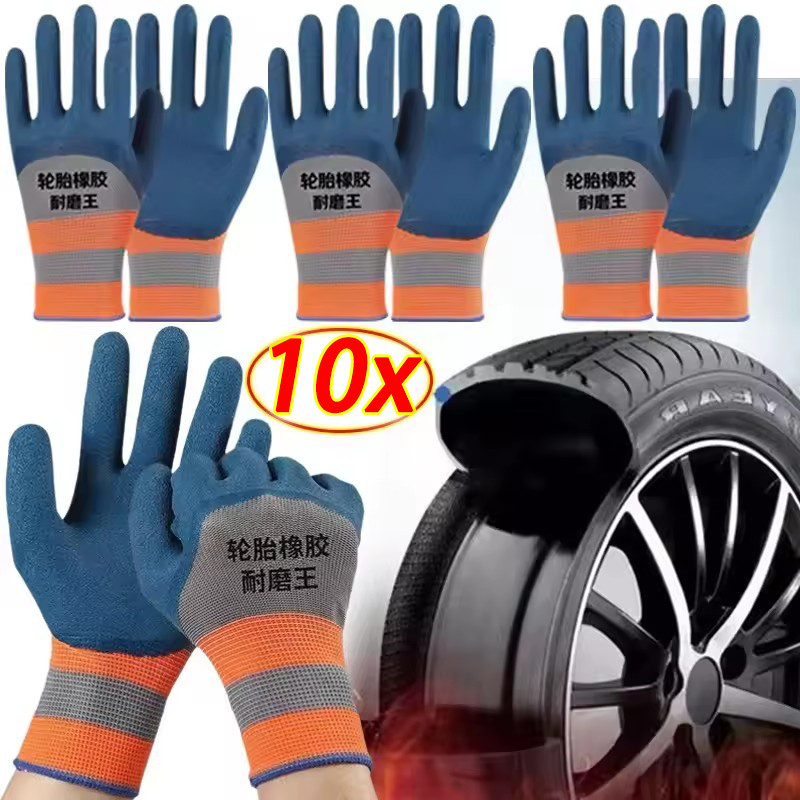 1/3/5pairs Anti Slip Reusable Car Repair Work Gloves / Tire Rubber ...