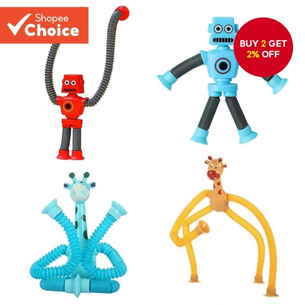 1pc Children's Suction Cup Toys Kids Giraffe Robot Pop Tube Sensory ...
