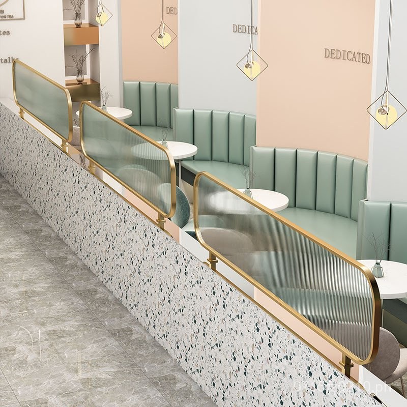 Glass Stainless Steel Elevated Partition Booth Half Restaurant Iron Art ...