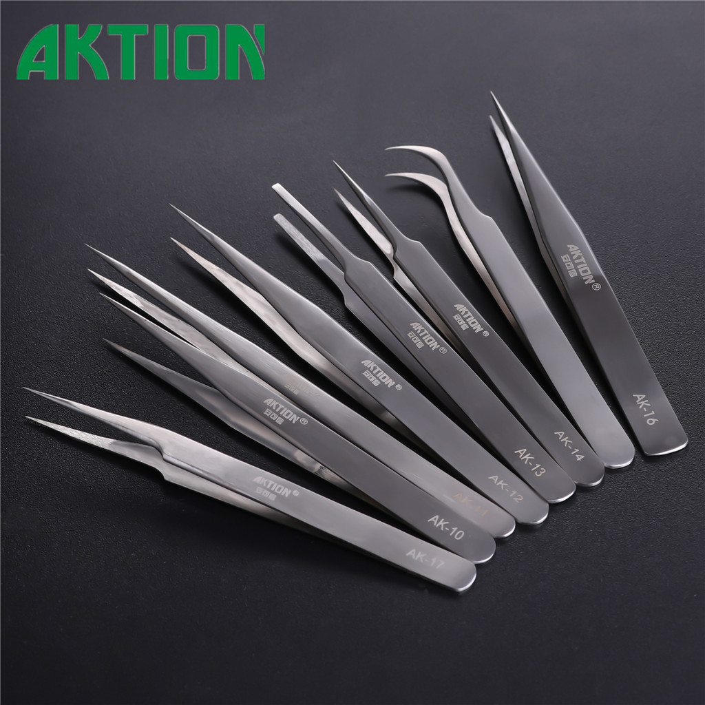 AKTION AK Anti-Static Stainless Steel Tweezers - Precision Maintenance ...