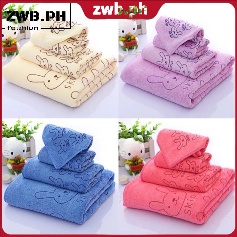 3in1 Microfiber Cartoon Print Water Absorbent Towel Set | Shopee ...
