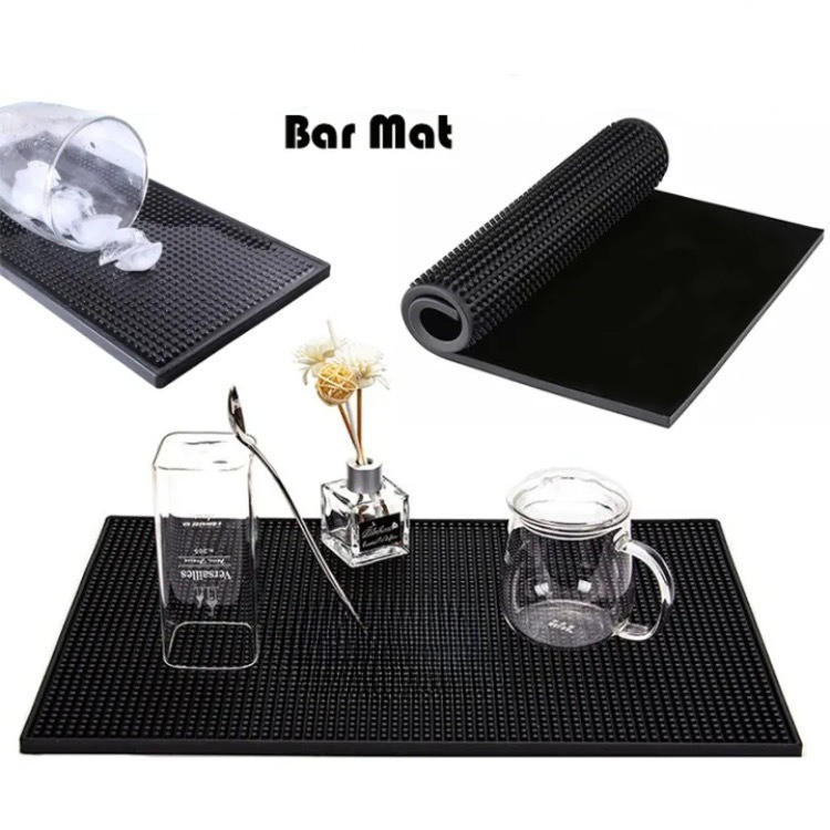 Bar Mat Black Rubber Bar Service Mat Nonslip Spill Mat for Bars ...