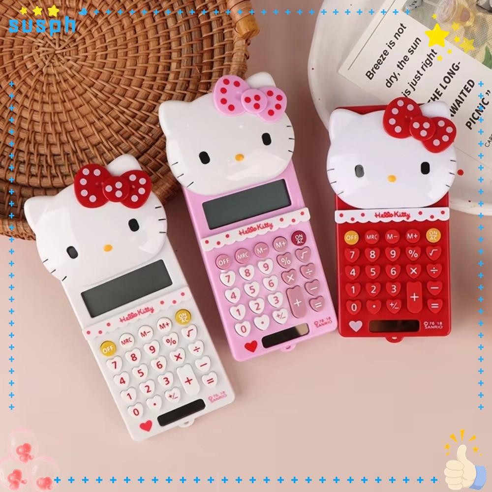 SUSPH Hello Kitty Calculator, Push Cover Sanrio Portable Calculator ...