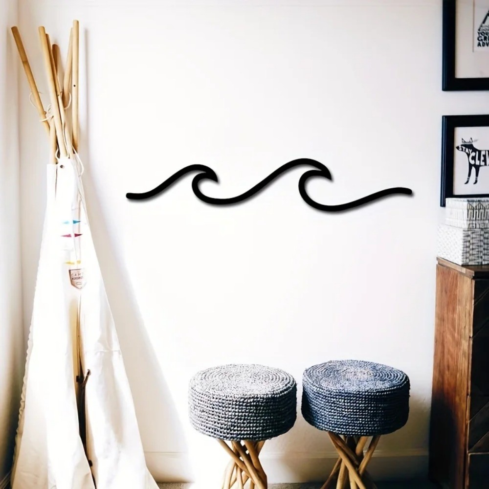 Metal Ocean Wave Wall Art, Minimalist Line Decor for Bedroom & Office ...