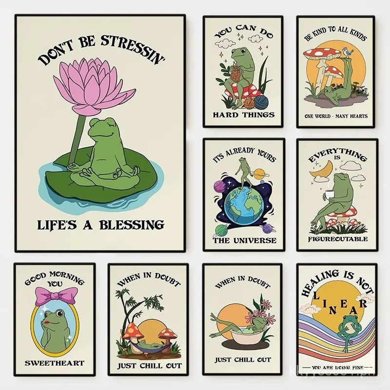 Modern Funny Frog Motivation Quote Poster Mental Health Inspirational ...
