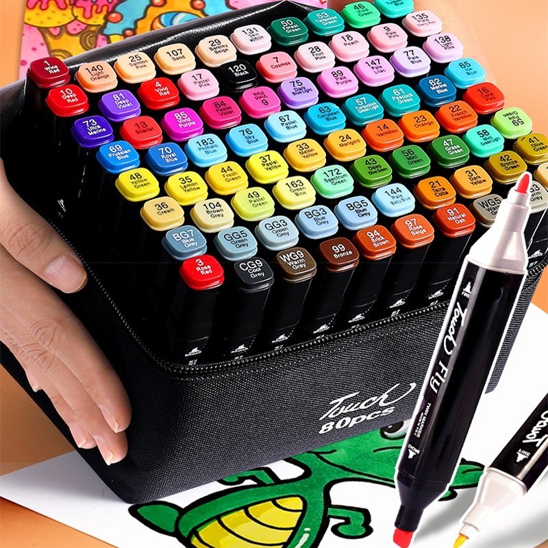 80pcs Marker Highlighter Pen Set Touch Marker Set High-Capacity School ...