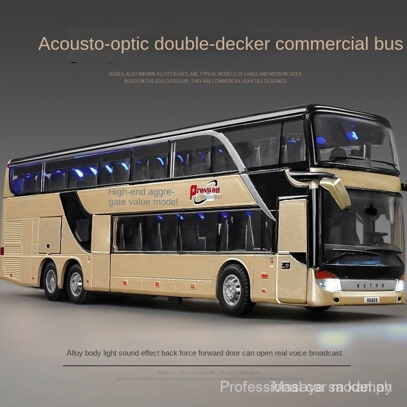 Bus Toy Simulated Alloy Model Children's Double-Layer Bus Boy's Car Bus ...