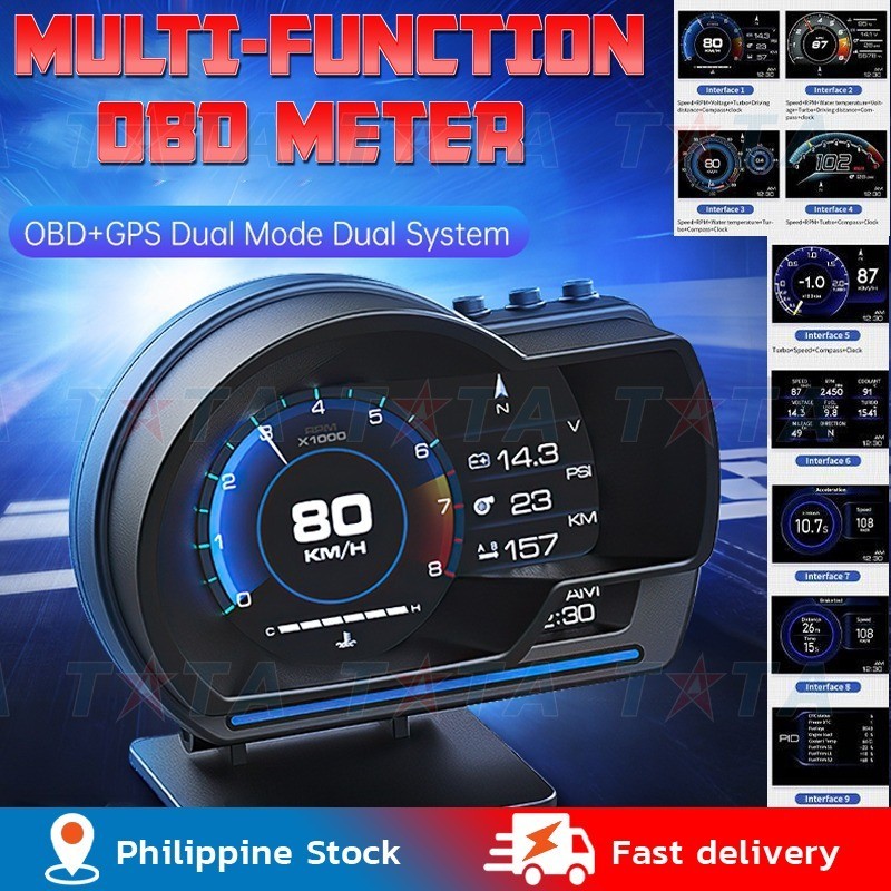 P6 OBD+GPS Speedometer Dual System Head Up Display Car HUD Gauge ...
