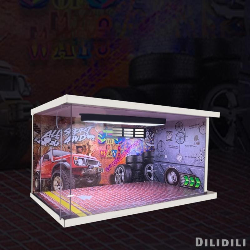 [ 1:24 Scale Vehicle Garage Display Case Parking Lot with Lights DIY ...