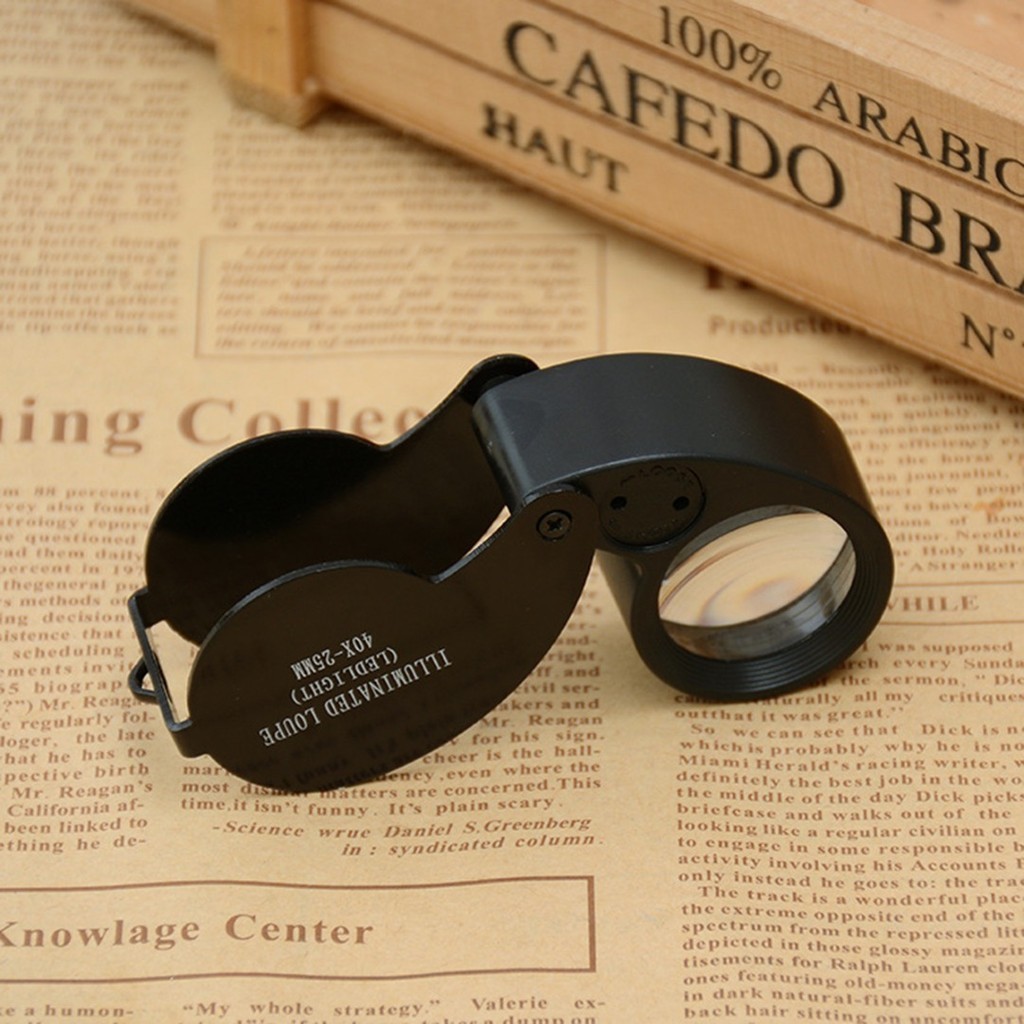 40X 25mm Coin Jewelry Eye Loupe Magnifier LED Light Jewelers Diamond ...