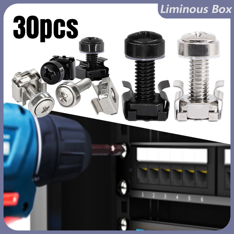 30pcs M6x16mm Rack Mount Cage Nuts Screw Buckle Nut For Flight Case ...