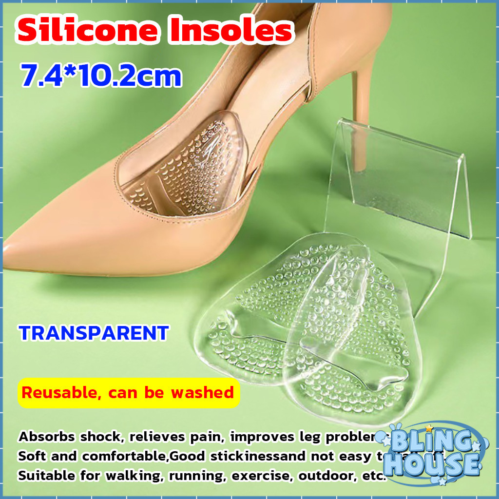 Bling Reusable Women Clear Silicone High Heel Insoles Pad Foot ...