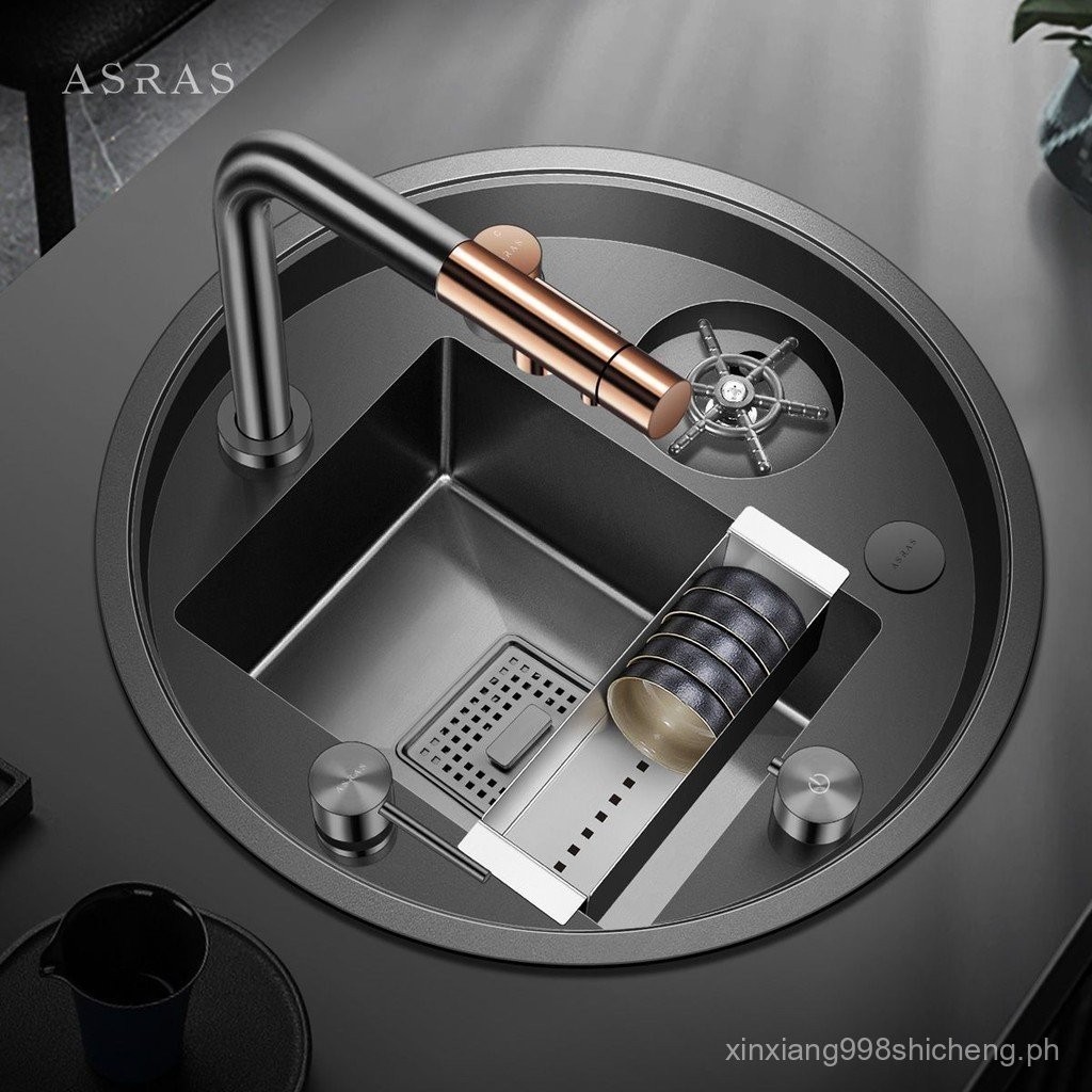 Arthas round Sink Black Bar Counter Western Kitchen Island Table One ...