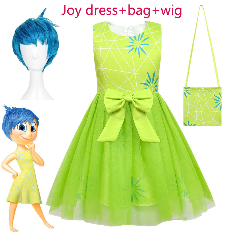 3pcs/set Inside Out 2 Costume for Kids Girls 3-9 Year Joy Disgust Dress ...