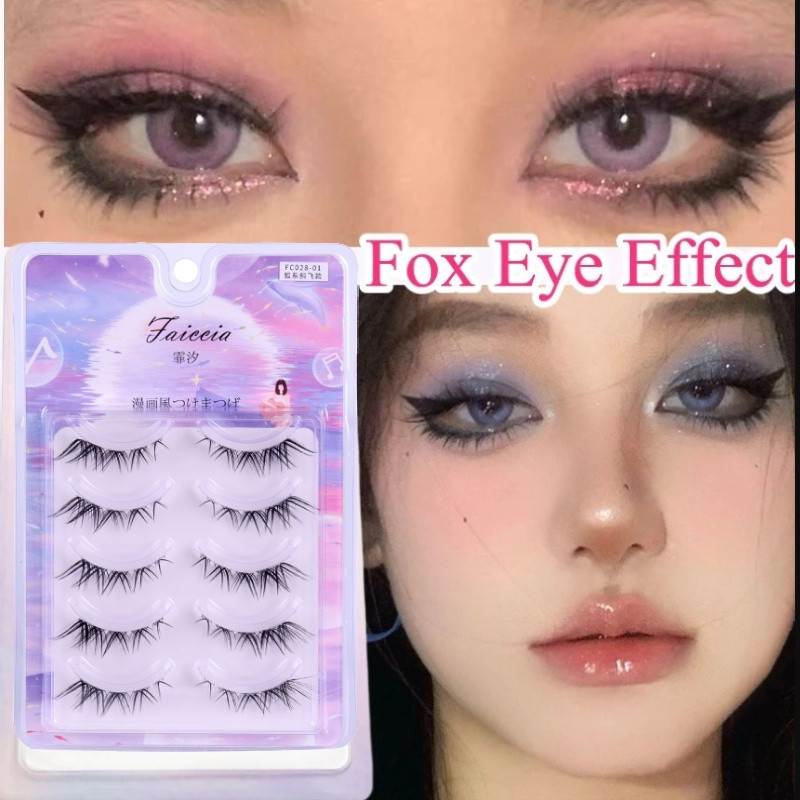 5 Pairs Fox Style Eyelashes Faiccia 3D Eyelashes Transparent False ...