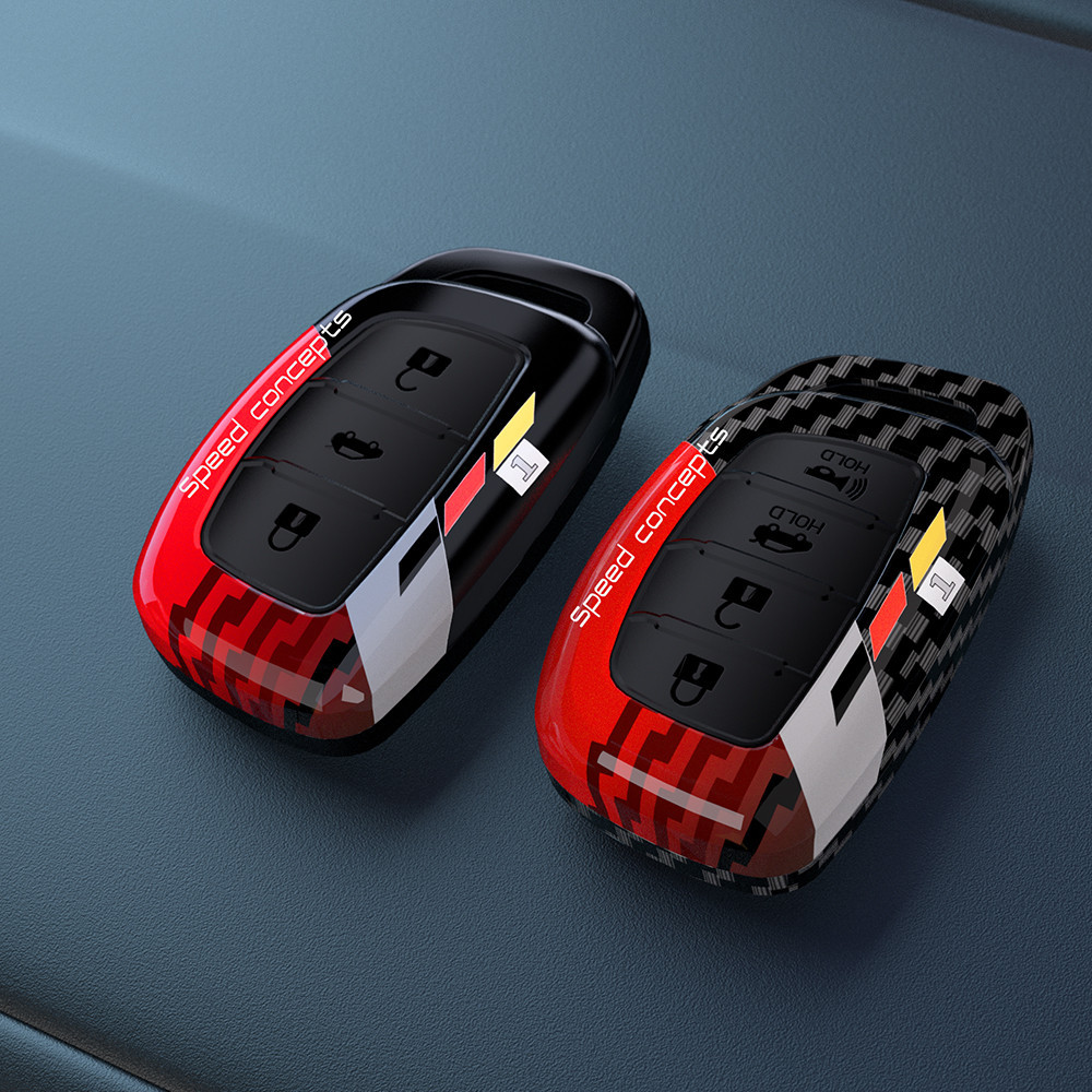 RED Carbon fibre Key Cover Hyundai i10 Tucson Elentr Santa Fe Rena ...