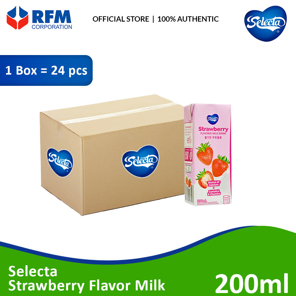 Selecta Strawberry Flavored Milk 200ml - Set of 24s | Shopee Philippines