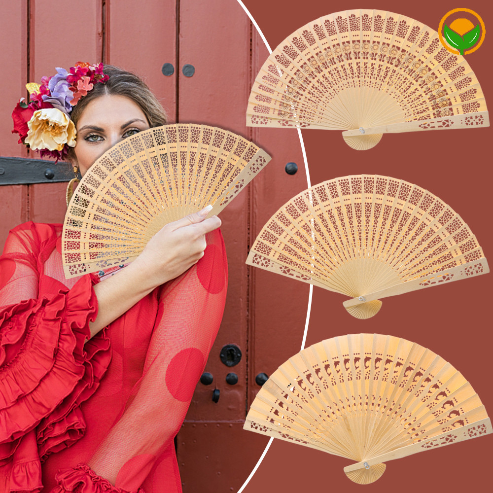 Dolphin Sunflower Pattern Wooden Fan Personalized Wedding Gift Hand ...