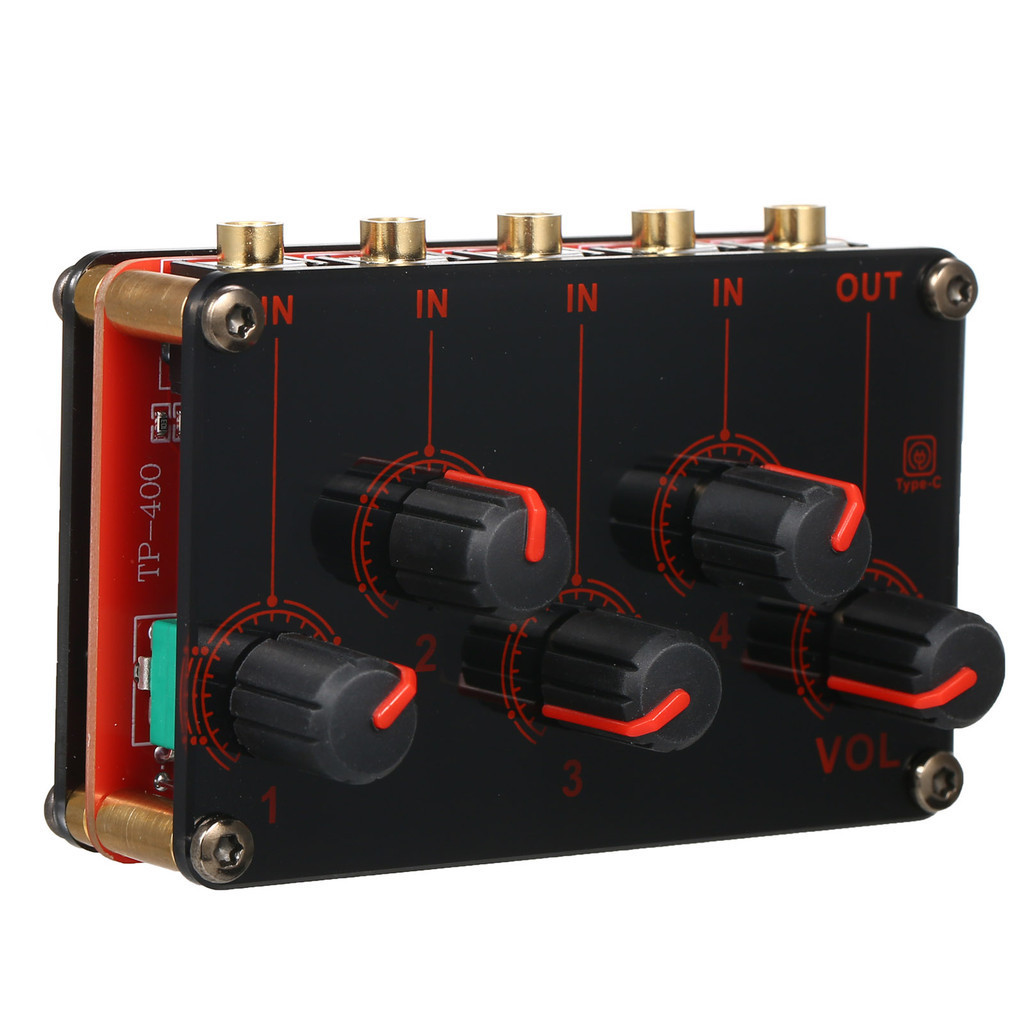4-Channel Line Stereo Mixer Audio Mixer 4-in-1-out Passive Mixer Module ...