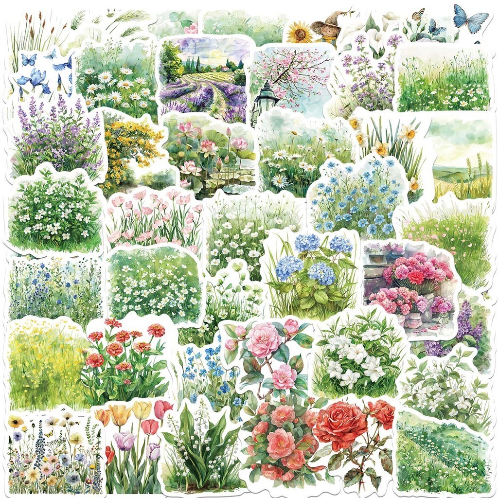 50 pcs Watercolor summer clip art stickers Graffiti Cartoon Skateboard ...