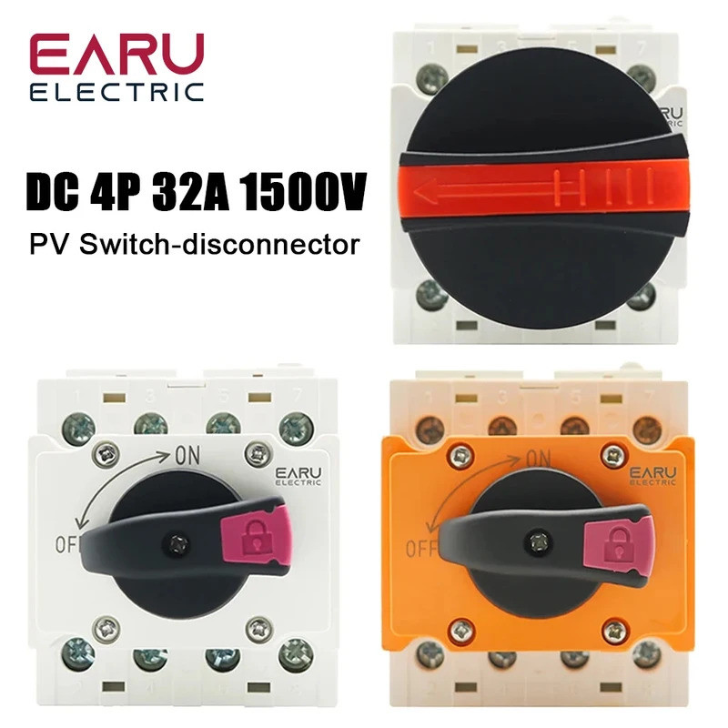 LONQ-40 Solar DC 4P 32A 1500V PV Switch-Disconnector Rotating Handle Isolator Rotary Switch For ...