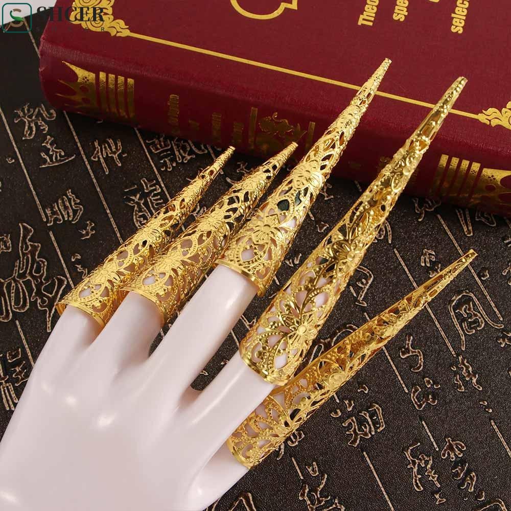 SHCER Knuckle Rings Floral Chinese Ancient Costume Hollow Finger Tip ...