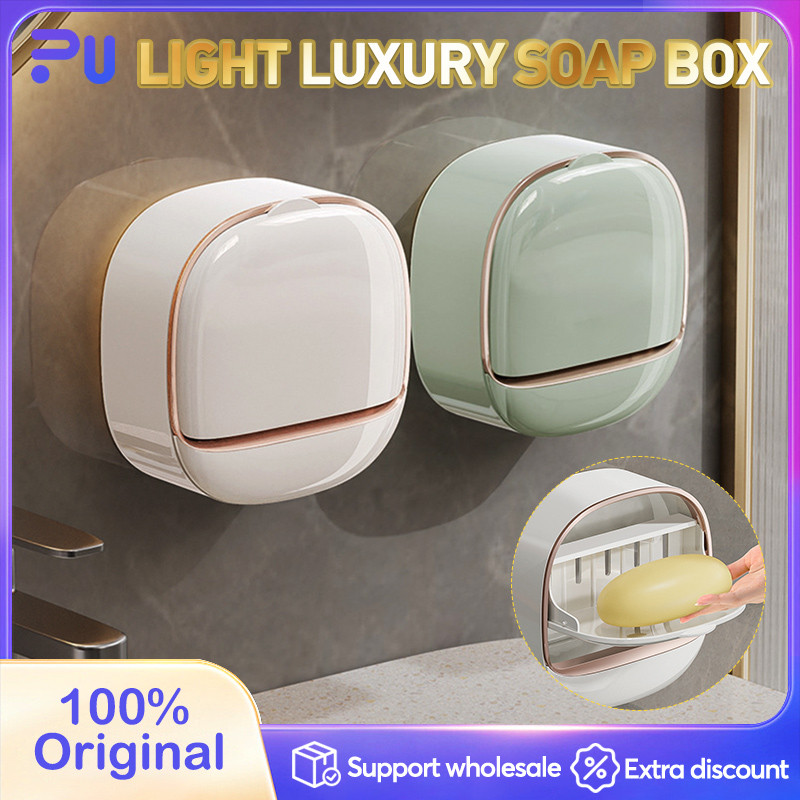 Soap box punch-free soap box wall-mounted household high-end drain ...