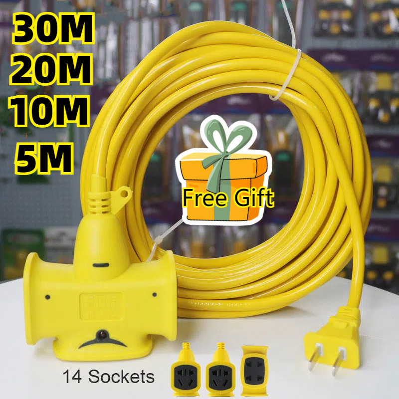 Heavy Duty 30M Extension Cord Socket Long Plug-in Strip Cable Extention ...