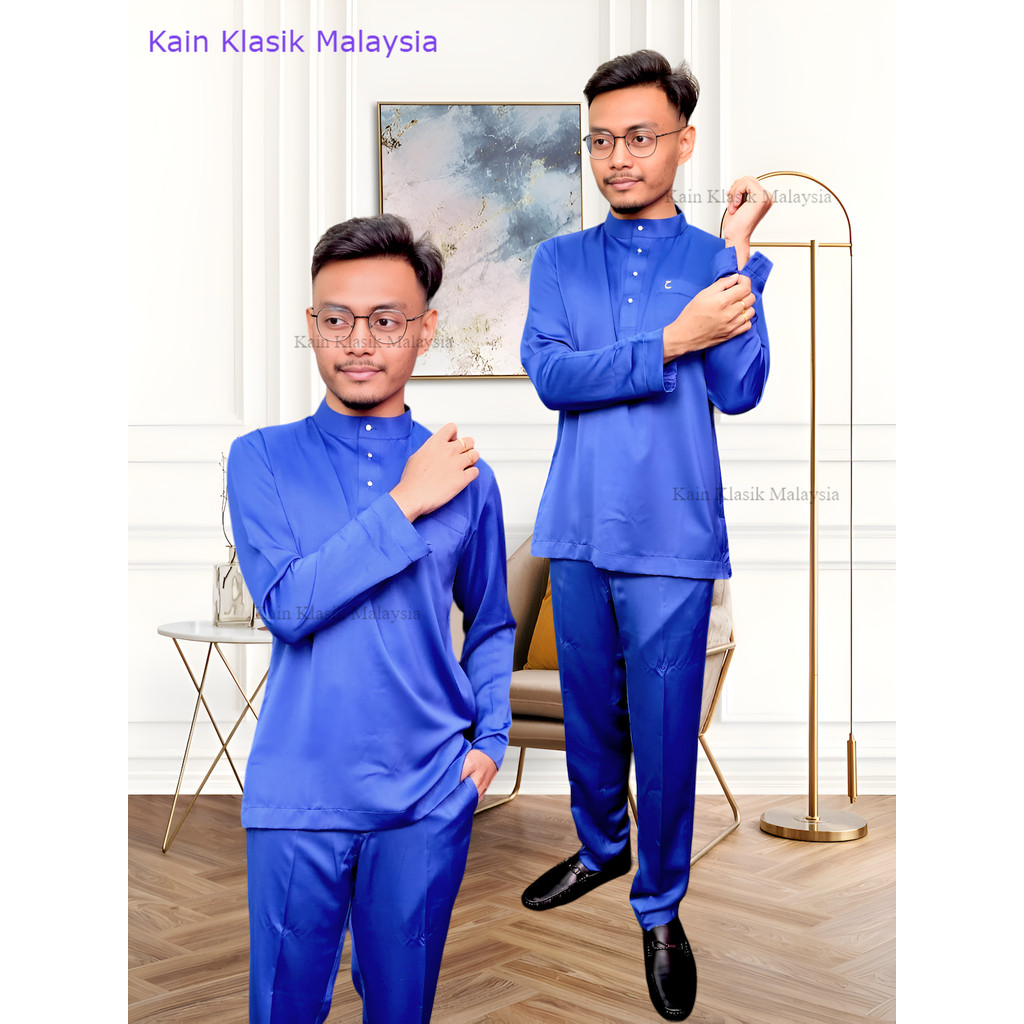 Exclusive Baju Melayu - Traditional Long Sleeve Shirt for Men In ROYAL ...