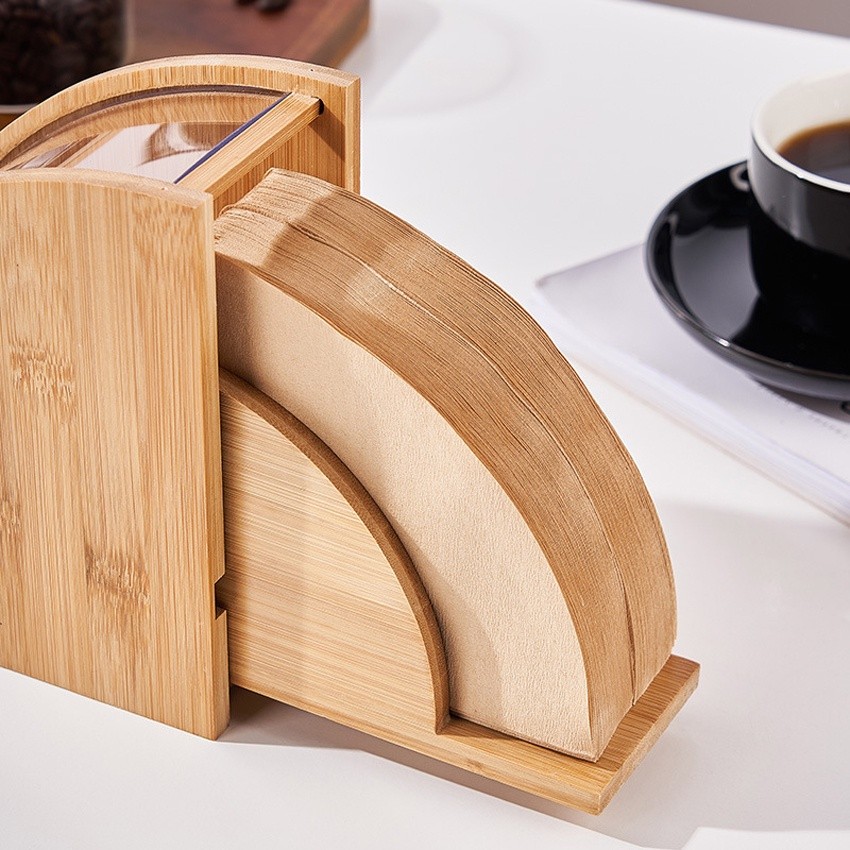 Dispenser Rack Shelf Dustproof Hand Drip Coffee Filter Wooden Coffee ...