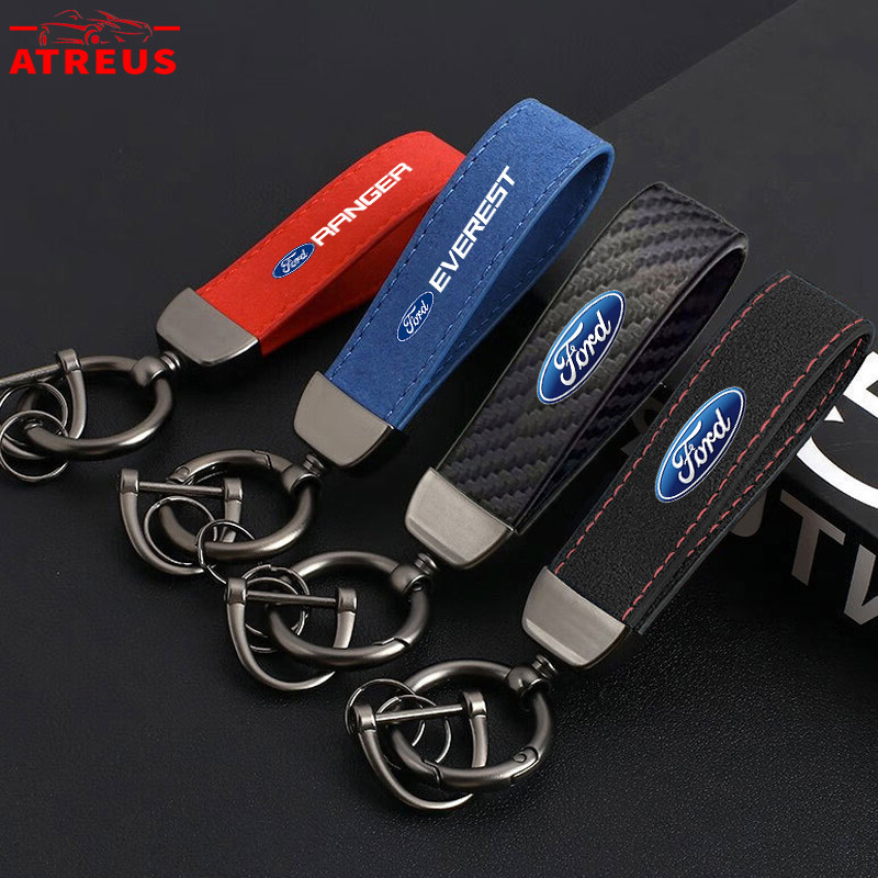 Ford Car Key Chain Fur Keychain Carbon Fiber Pure Color Buckle Fashion ...