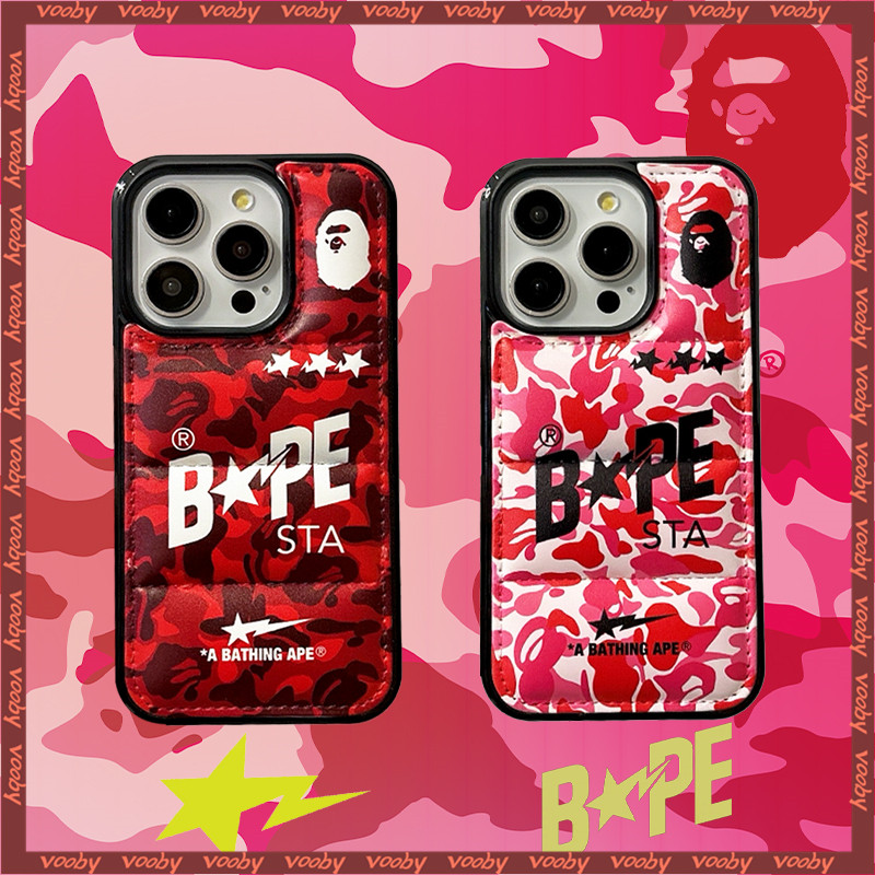 A Bathing Ape STA Red pink camouflage BAPE Down jacket Phone Case ...