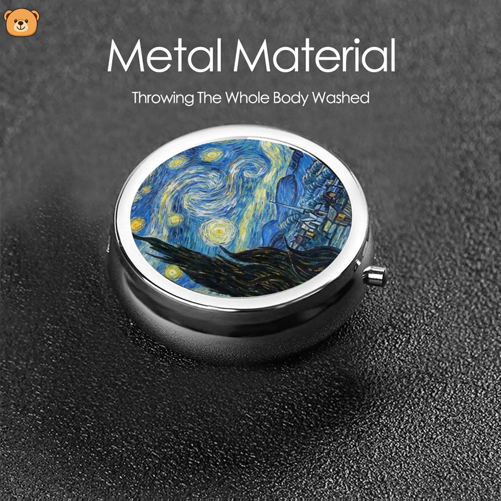 Van Gogh Starry Night Print Pill Box 3 Compartment Portable Pill Case ...