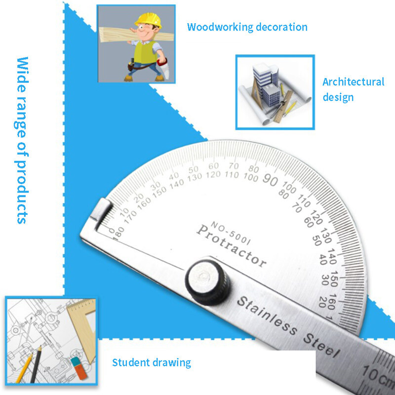 PP+HITN 180 Degree Protractor Metal Angle Finder Goniometer Angle Ruler ...