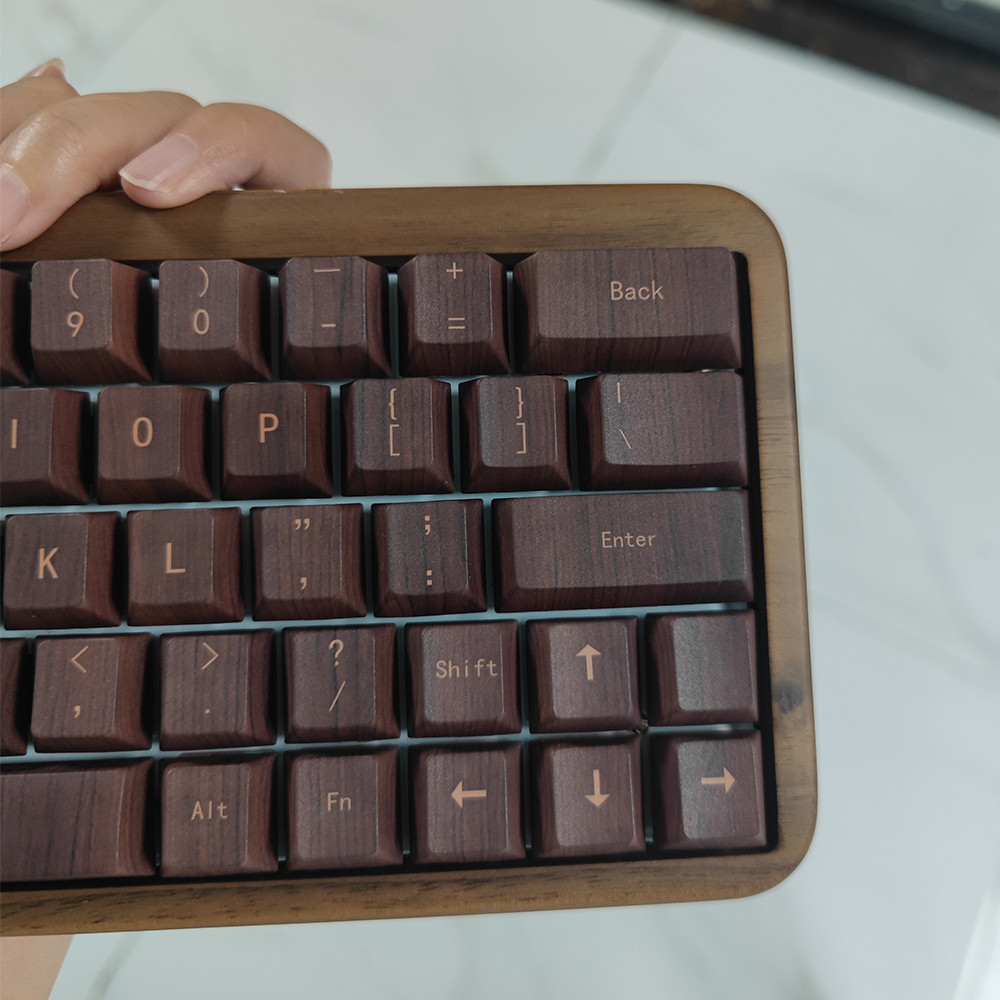 Retro Wood Texture Keycap Cherry Profile PBT 138 Keys Five-sided Dye ...
