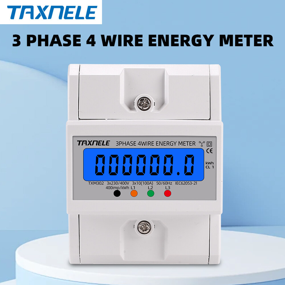 Din Rail 3 Phase 4 Wire Energy Meter 380V 100A 50HZ 60HZ Electronic Watt Power Wattmeter kWh ...