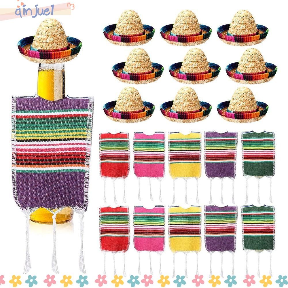 QINJUE1 Bottles Serapes, Mexican Theme Fiesta Decoration Tiny Sombrero ...
