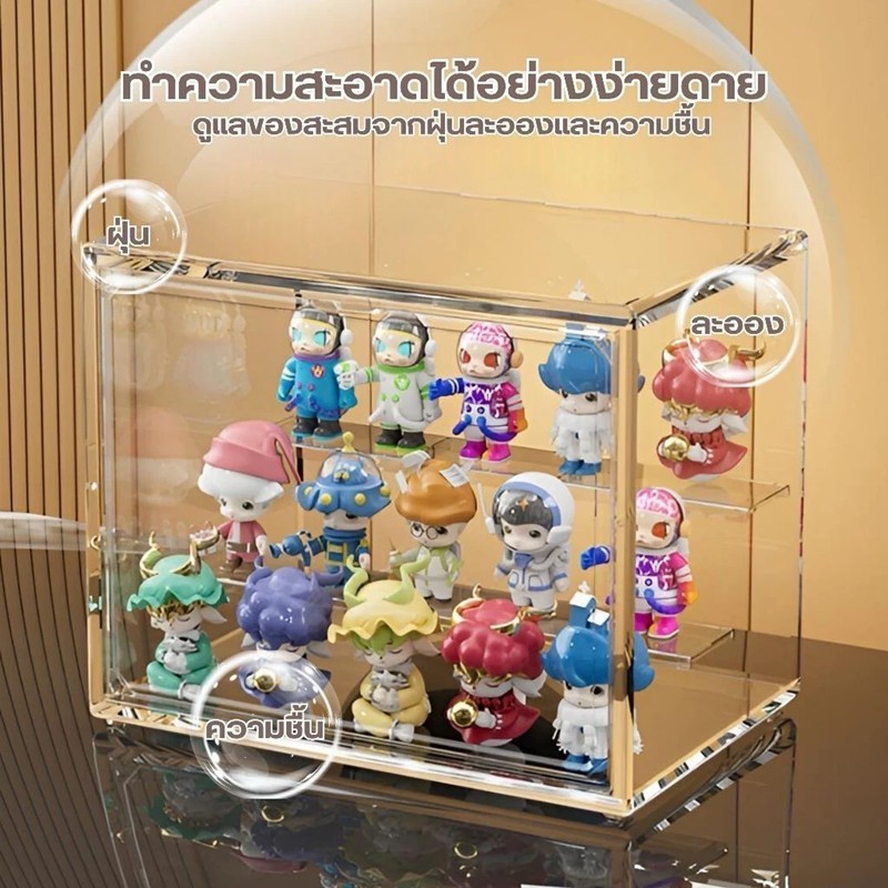 Doll Showcase Box Labubu Figure Model Cabinet 3-Tier Collectibles Clear ...