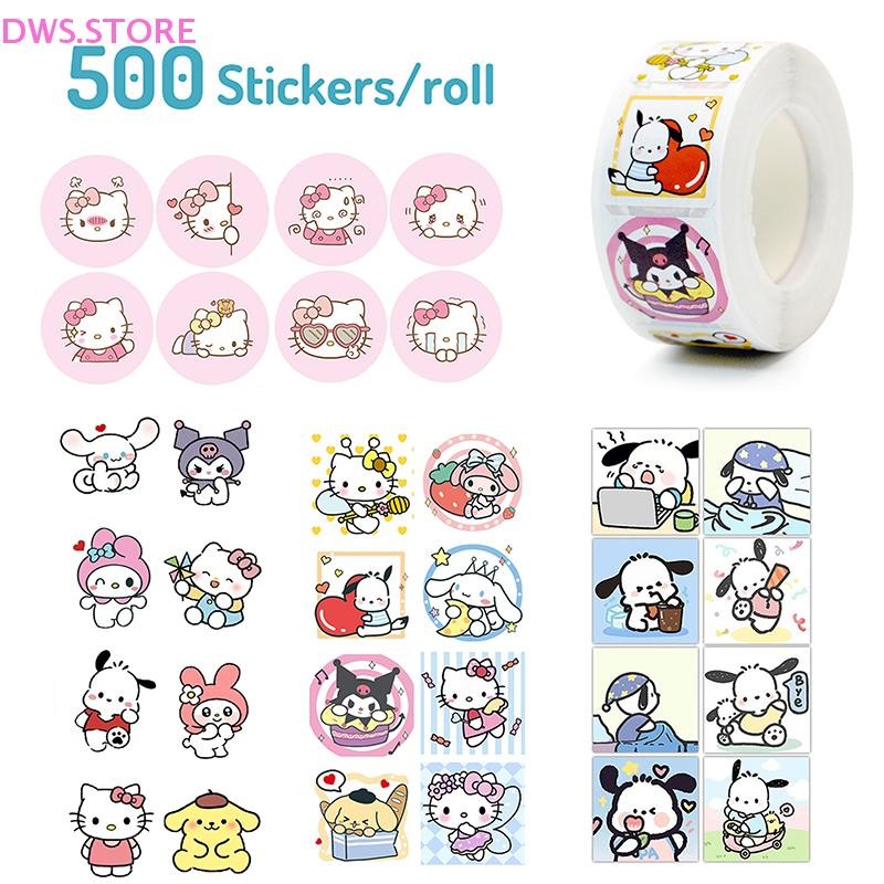 DWS 500Pcs/Roll Cartoon Sanrio Sticker Hello Kitty Kuromi Melody Hand ...
