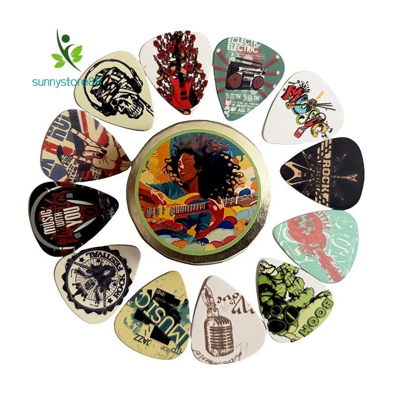 Colorful 1mm Guitar Picks - 12 Piece ABS Plectrum Set in Metal Box for ...