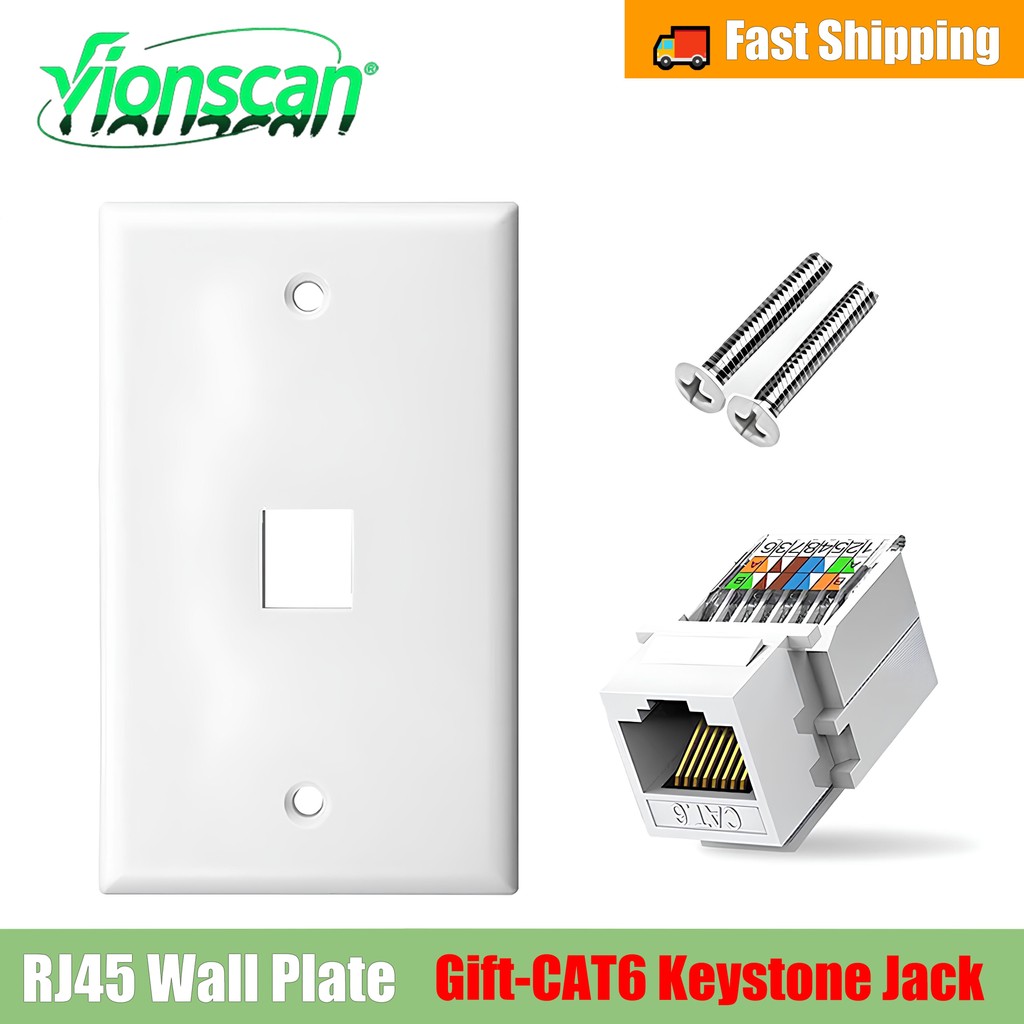 Vionscan Cat6 Ethernet Keystone Wall Plate,RJ45 Wall Plate,Includes ...