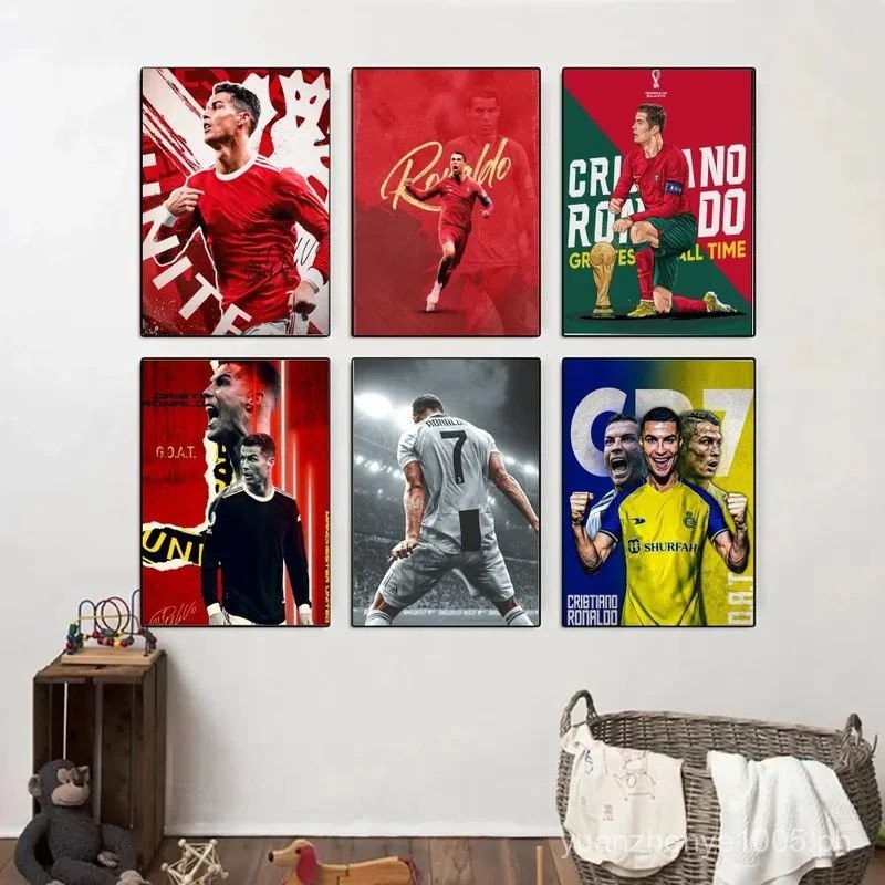 CR7 Football Star Vintage Poster, Kraft Paper Wall Art Canvas Print for ...